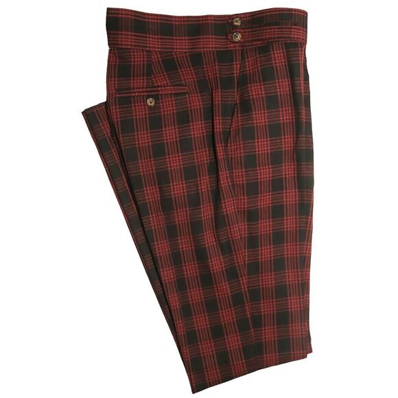 Chiragh Apparel | Pants | Mens Gurkha Pants Red Black Plaid Wool Slim ...